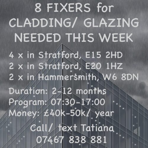 Locuri de Munca Fixeri Cladding Glazing in Londra, UK • Anunturi UK